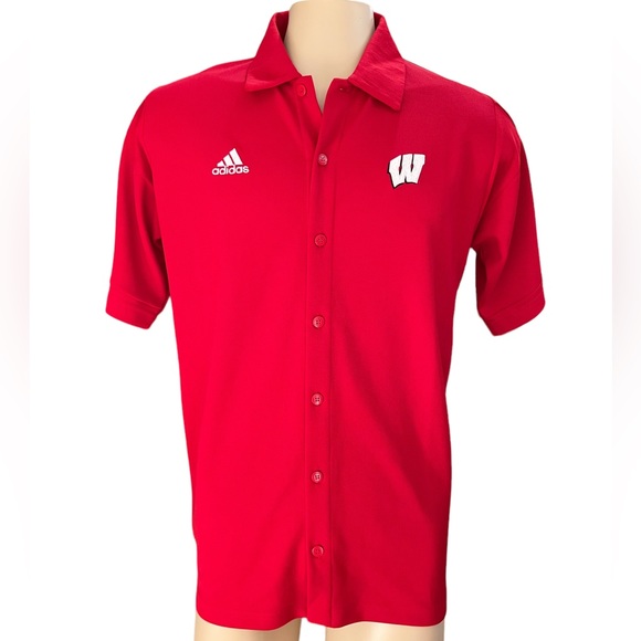 adidas | Shirts | Mens Adidas University Of Wisconsin Button Down Shirt ...